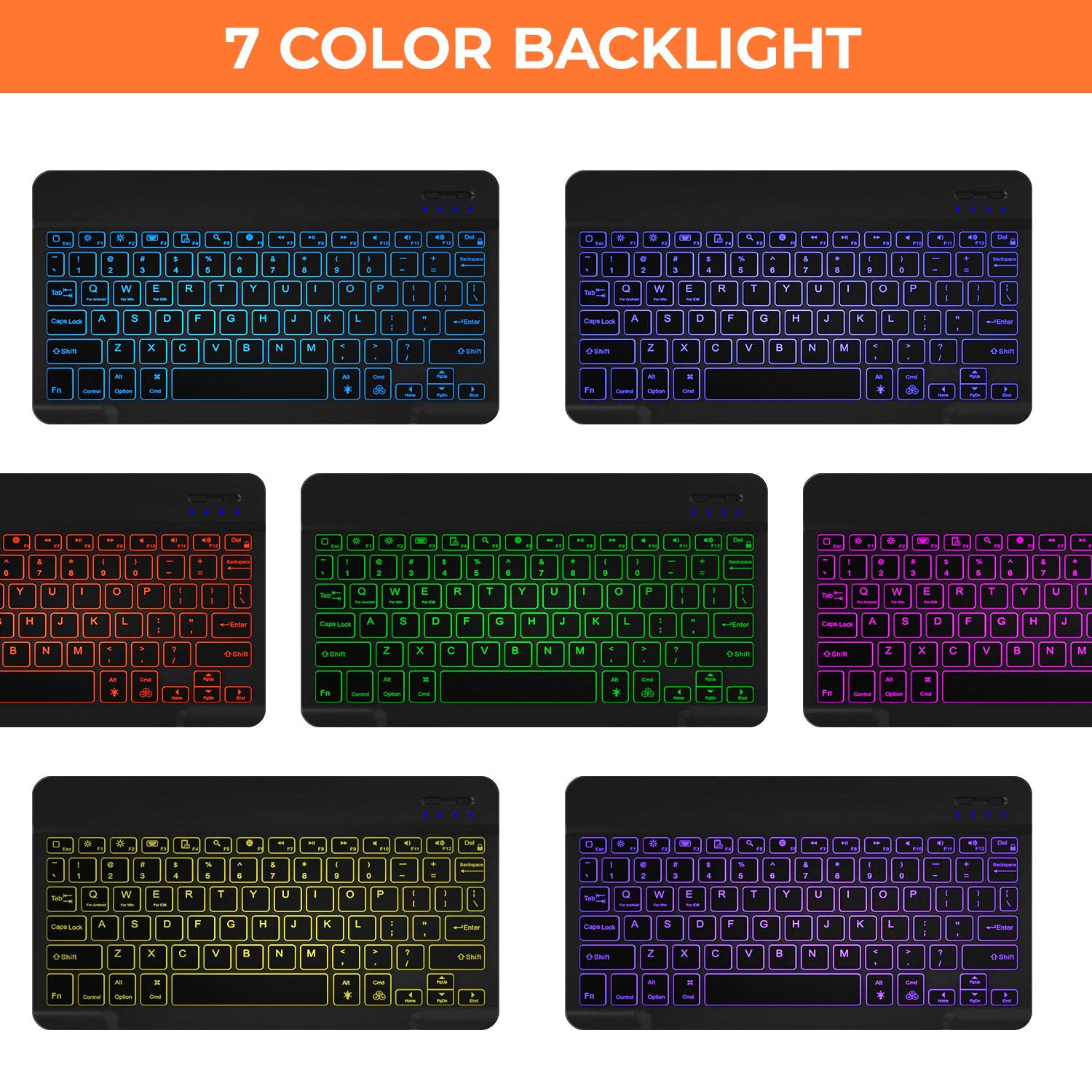 iPad 9th Generation Case with Keyboard, Slim Leather Folio Smart Cover for iPad 2021 9th & 8th & 7th & Air 3rd Gen 7 Color Backlit Keyboard with Pencil Holder, iPad 10.2 2021 & Air 10.5 Compatible