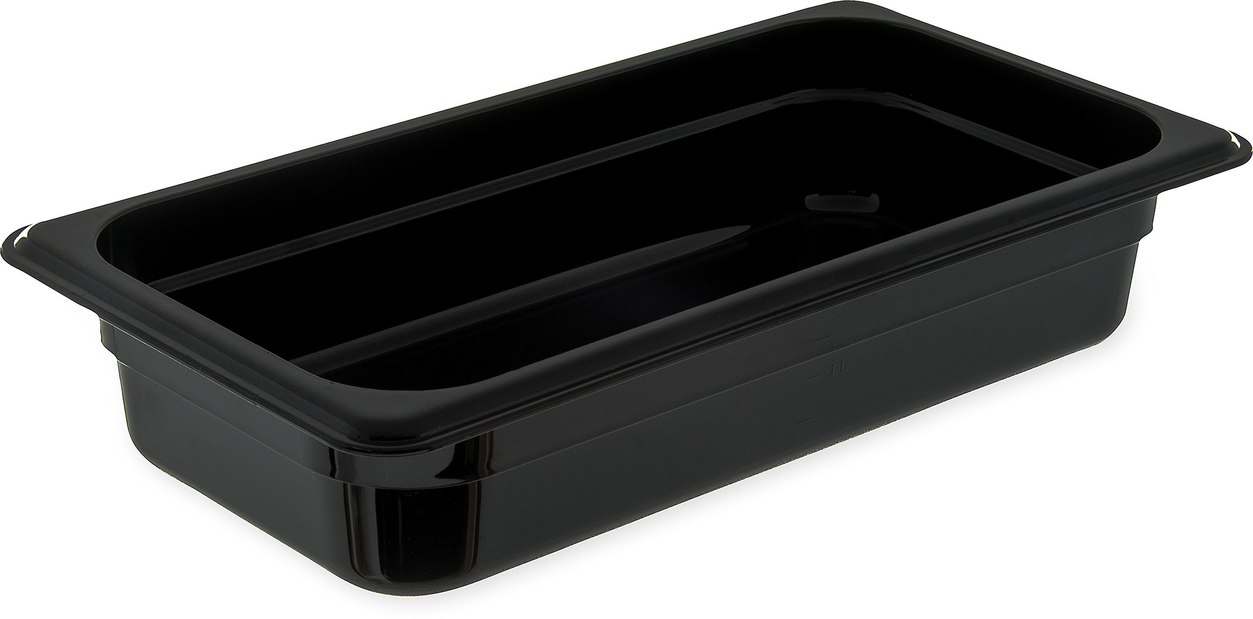 Carlisle FoodService Products Storplus High Heat Food Pan Steam Table Pan, Chafing Pan for Catering, Buffets, Restaurants, High Heat Plastic, 1/3 Size 2.5 Inches Deep, Black, (Pack of 6)