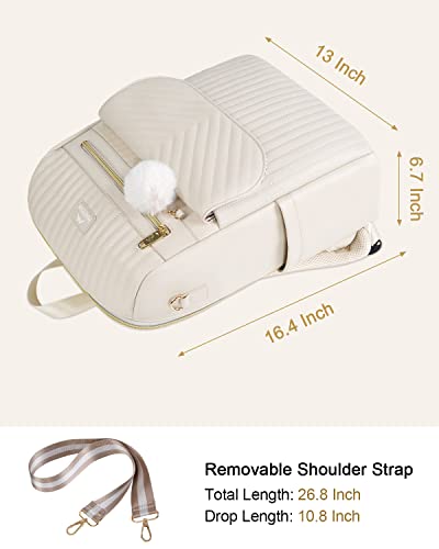 Backpack Purse for Women, Soft Vegan Leather Travel Backpack with USB Charging Port, Quilted Laptop Backpack for Women, Convertible Soft Leather Backpack Purses Fashion Water Resistant Shoulder Bag