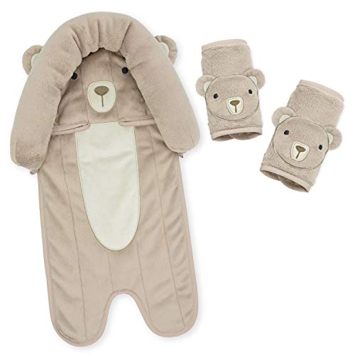 Travel Bug by GoldBug Baby & Toddler 3-Piece Head Support & Strap Covers Set for Car Seats & Strollers - Bear