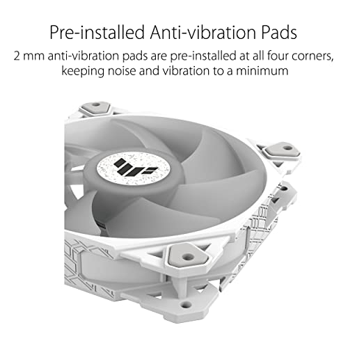 ASUS TUF Gaming TF120 ARGB White Edition (3-Pack) 3-Pin Customizable LEDs Blade, Advanced Fluid Dynamic Bearing