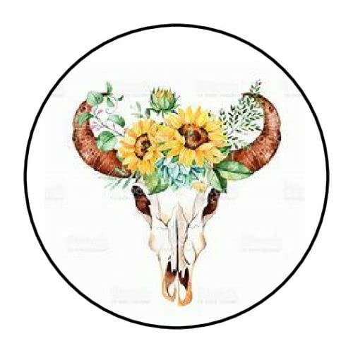 48 pcs Boho Western Cattle Skull Stickers Envelope Seals Labels Round Tags, Stamps Sticker for Gift Cards, Envelopes, Boxes for Holiday, Birthday, Christmas