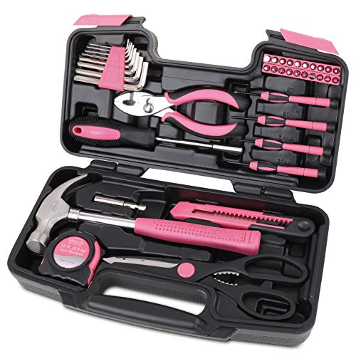 Apollo Tools Original 39 Piece General Household Tool Set in Toolbox Storage Case & Whitmor Hanging Shoe Shelves - 8 Section - Closet Organizer - Grey