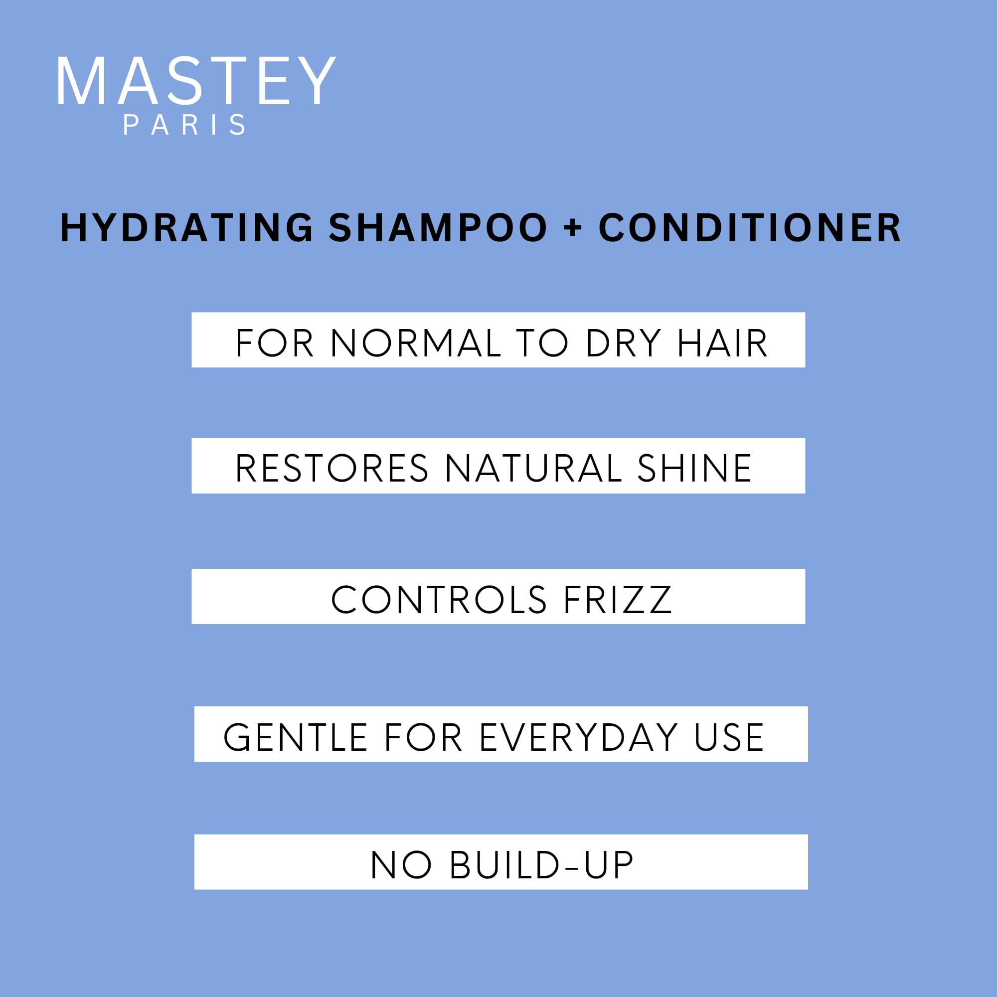 Mastey Paris Professional Cream Hair Care, Sulfate Free, Lipid & Amino Acid Fortified, with UV Blocking Antioxidants - 33 fl oz (Shampoo plus Conditioner)