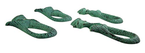 Patina Green Cast Iron Mermaid Wall Hook 6 Inch (Set of 4)