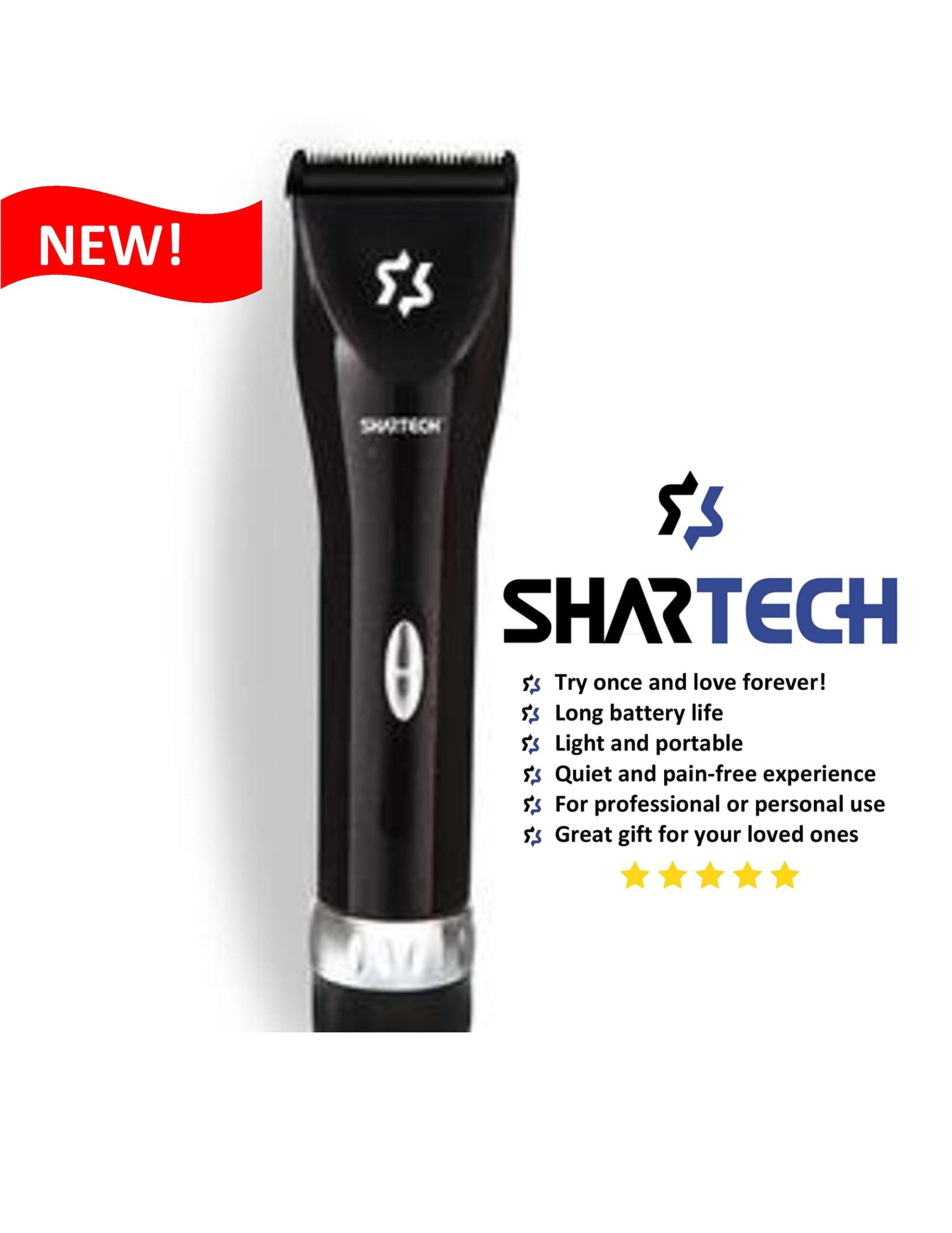SHARTECH Professional Hair Clipper Cord/Cordless Hair Cutting & Trimming Kit, Super Quality Metal and Ceramic Blade, Cut Size 0.5mm(000)-1.7mm, 3 5 7 9mm Combs, with 2 Rechargeable Lithium Batteries