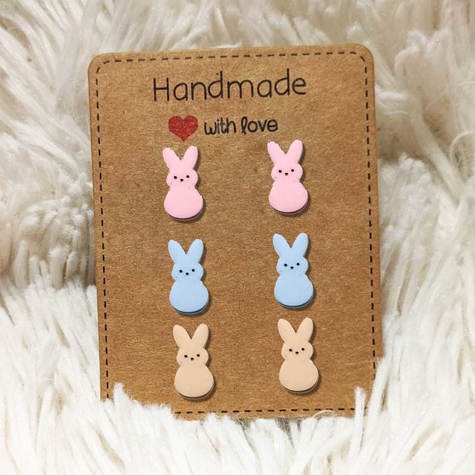 3Pairs Easter Bunny Earrings, Spring Earrings Acrylic Easter Gift Spring Jewelry Rabbit Earrings