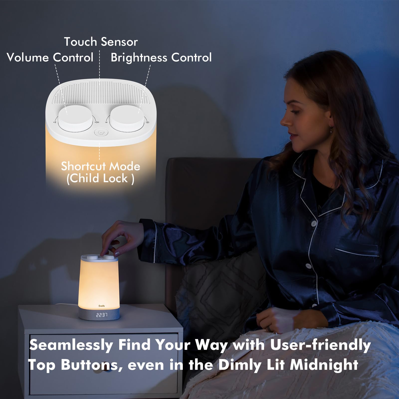 Baby Sleep Sound Machine Maker Okay to Wake White Noise Hushh Soother Trainer, Night Light Speaker with Alarm Clock, App Control, Timer Nursery Toddler Registry Kid Adult Bedroom Decor Home Essential