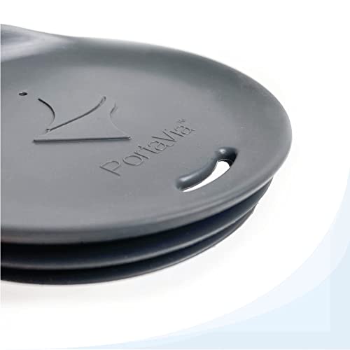Porta Via Reusable Coffee Cup Silicone Lid β Fits Any Tumbler, Water Bottle, & Ceramic Coffee Mug β Dishwasher-Safe Ceramic Travel Mug Lid Keeps Hot Cups Hot (Medium to Large - Grey)