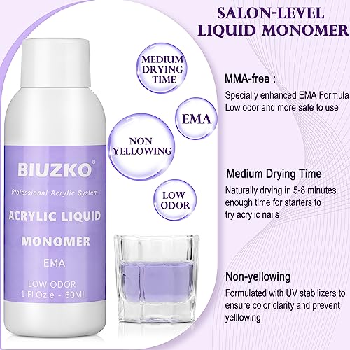 Acrylic Nail Kit, Acrylic Powder and Acrylic Liquid Monomer Set with Nail Prep Primer Top Coat Kolinsky Brush Nail Glue Tips Acrylic Nail Kit with Everything for Beginners