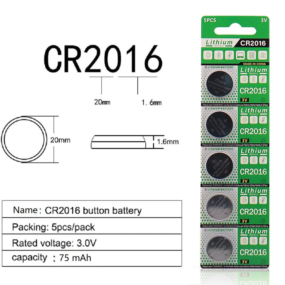 Cotchear 5pcs/Pack CR2016 Coin Battery CR2016 3V Lithium Cell Battery DL2016 ECR2016 LM2016 BR2016 CR 2016 Button Batteries for Watch Toy