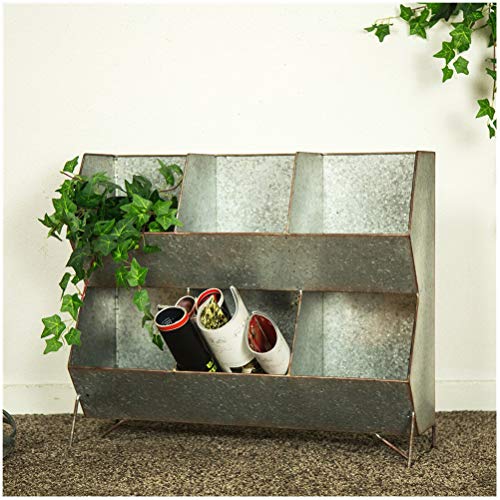 glitzhome Galvanized Metal 6 Bins Organizer Standing Storage Shelf Home Decor