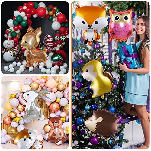 Animal Balloons, 8 Giant Balloons(20-30IN) Rabbit, Bear, Hedgehog, Fox, Raccoon, Owl, Squirrel Jungle Party Decorations Balloons Kit