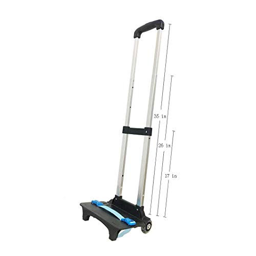 Backpack Hand Truck Wheeled Cart Trolley Hand Aluminium Alloy Folding Trolley Cart for Schoolbag/Backpack (Black with Two Wheels)
