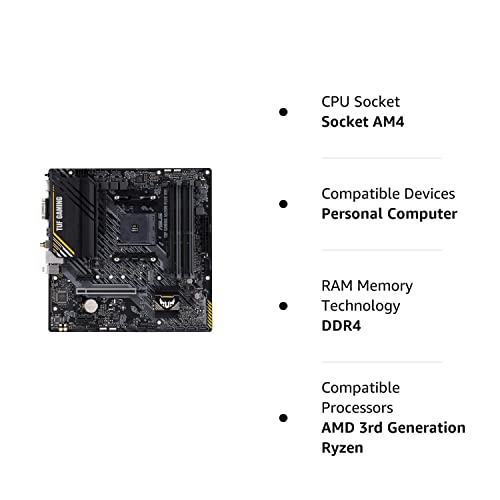 ASUS TUF Gaming A520M-PLUS (WiFi) AMD AM4 (3rd Gen Ryzen™) microATX Gaming Motherboard (M.2 Support, 802.11ac Wi-Fi, DisplayPort, HDMI, D-Sub, USB 3.2 Gen 1 Type-A and Aura Addressable Gen 2 headers)