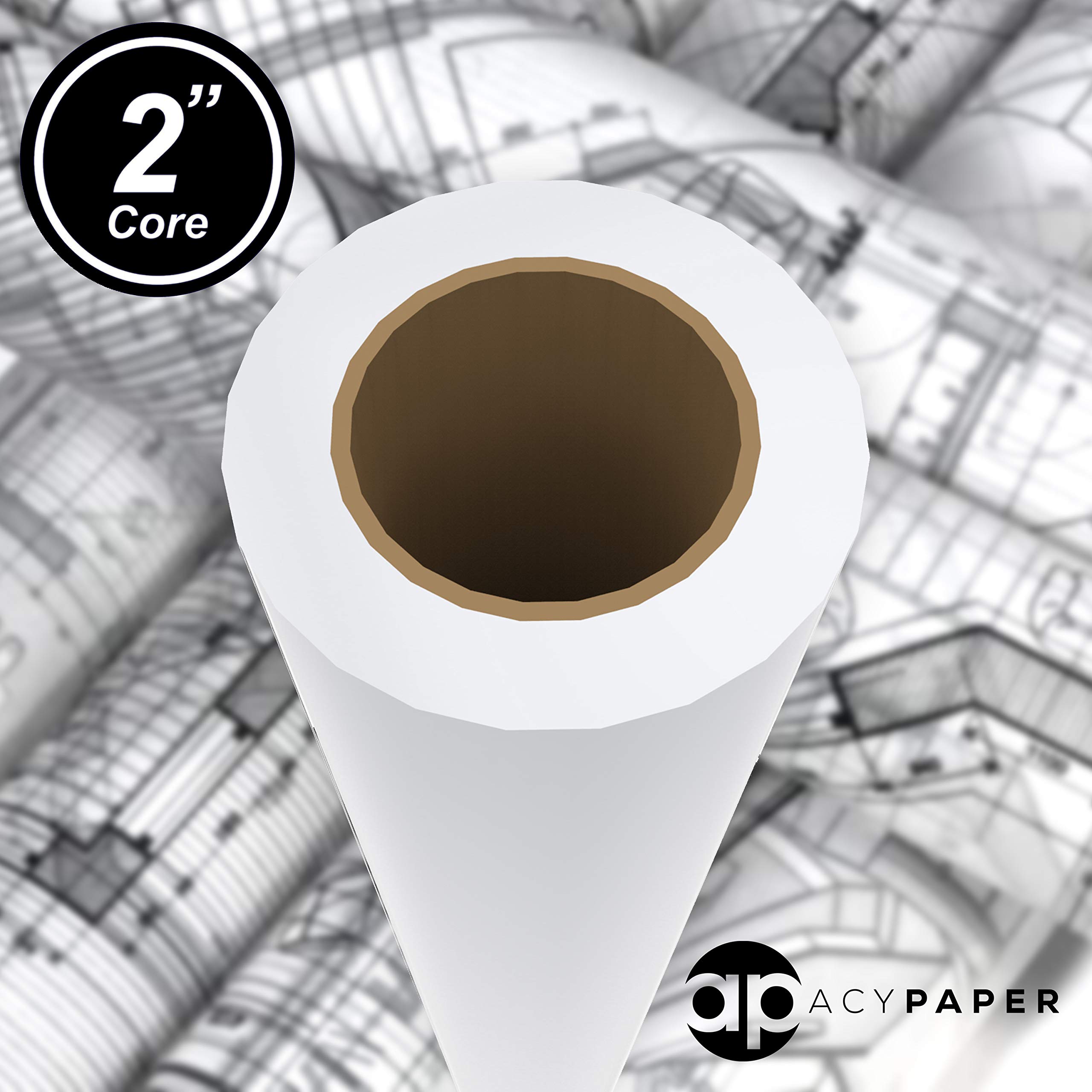 8 ROLLS VALUE PACK. Plotter Paper 24 x 150, CAD Paper Rolls, 20 lb. Bond Paper on 2" Core for CAD Printing on Wide Format Ink Jet Printers, from ACYPAPER