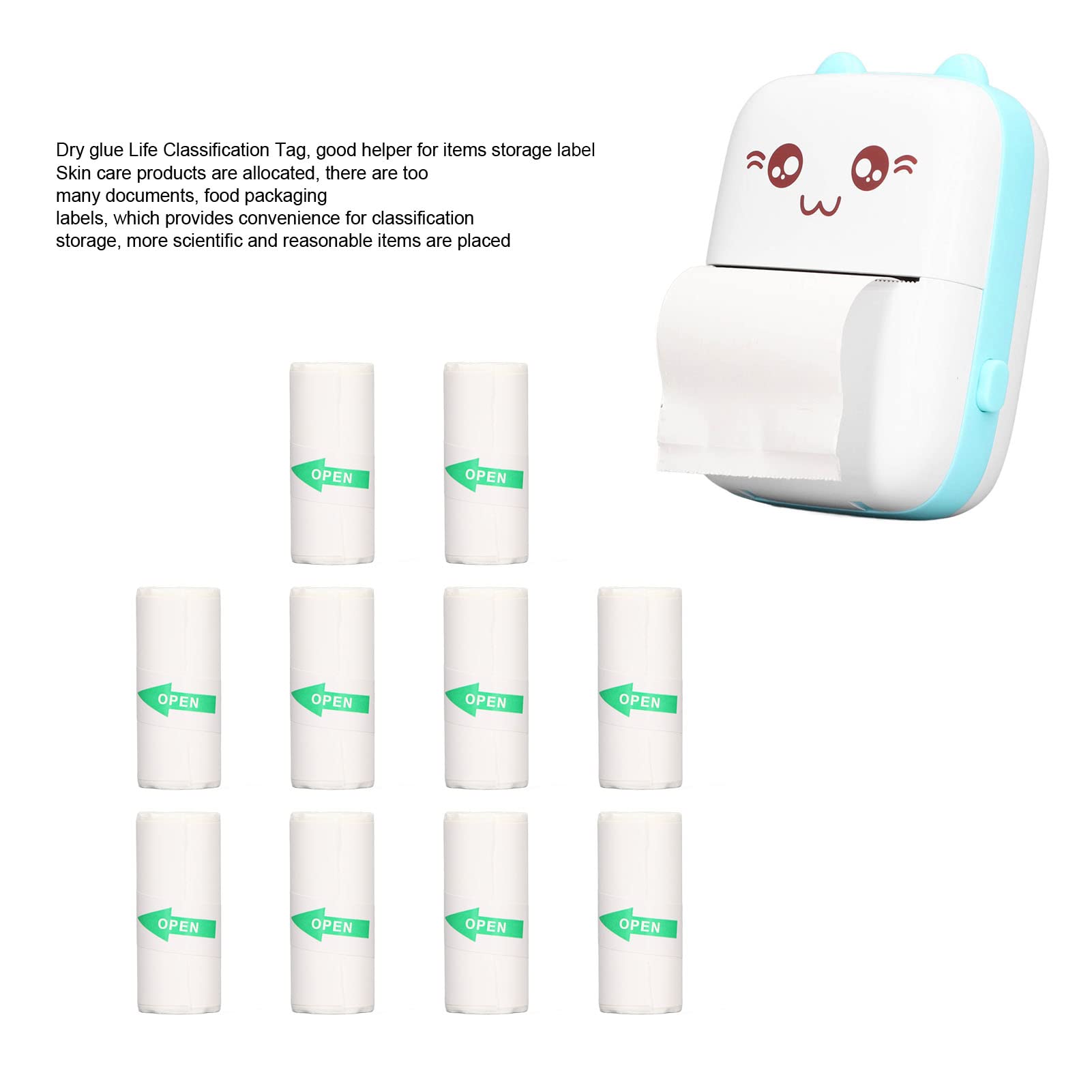 HEITIGN Set 10 Roll Printing Paper Mini Portable Bluetooth Photo Printer 57 x 25 mm White Self Adhesive Paper Portable Pocket Printer Labels Office Print Memo for Android iOS Accessories