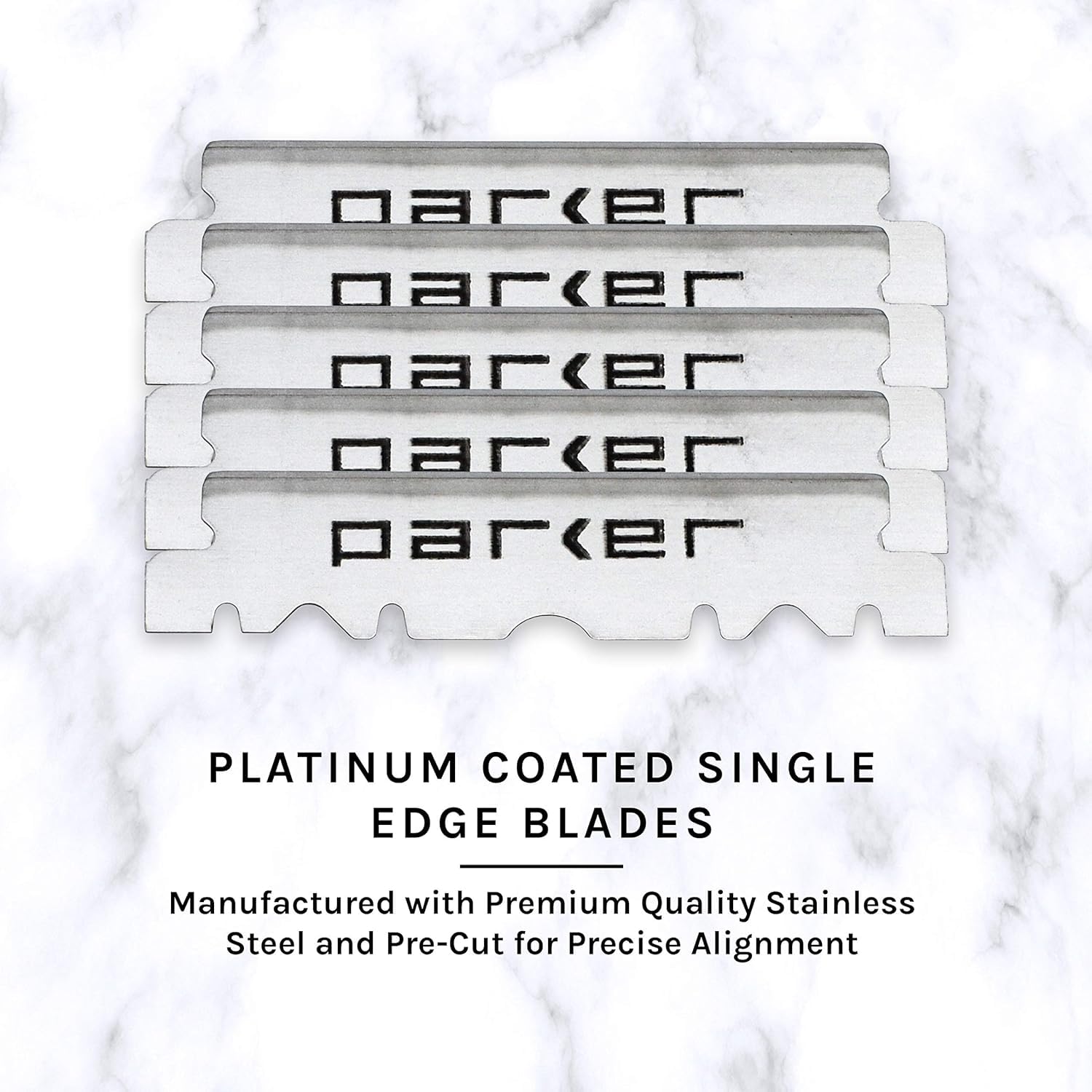 Parker SRRW, Rosewood Wood Handle Straight Edge Barber Razor with Stainless Steel Blade Arm for Professionals, 5 Blades Included
