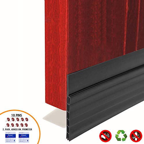 BAINING Door Draft Stopper Sweep, 3 Inches Widening Door Bottom Seal Strip Under Door Noise Blocker for Interior Doors Insulation and Soundproofing, 3β W x 39β L Black (2019 New Upgrade)