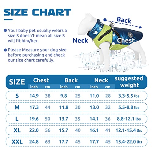 BAEJMJK Dog Reflective Winter Coat with Harness Warm Cold Weather Jacket for Small Medium Dogs Zip Up Turtleneck Puppy Vest with D-Ring Waterproof Windproof Dog Winter Clothes(Blue,2X-Large)