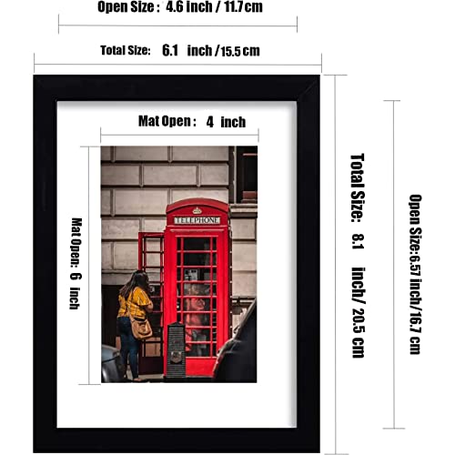 PWTAKO 5x7 Picture Frame Set of 6, Display Pictures 4x6 with Mat or 5x7 Without Mat for Wall Mounting or Table Top Display,Black