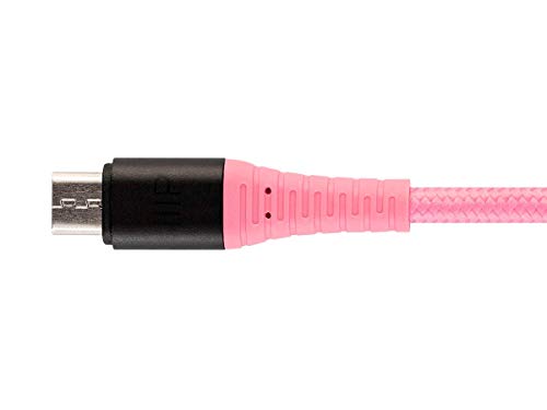 Monoprice USB 2.0 Micro B to Type A Charge and Sync Cable - 3 Feet - Pink | Durable, Kevlar-Reinforced Nylon-Braid - AtlasFlex Series