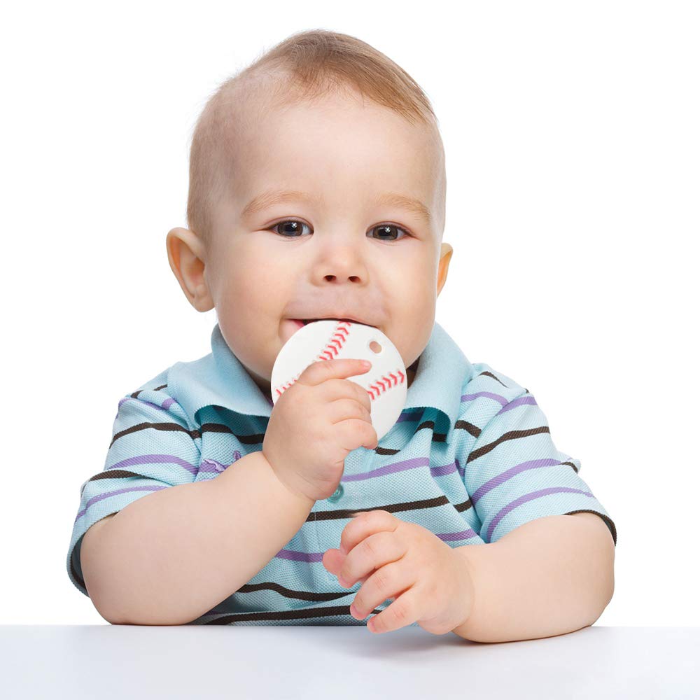 Baby Sport Teething Toys,BPA Free Food Grade Silicone Teether,Highly Effective Pain Relief for Boy and Girl,Freezer Safe Teething Egg (Baseball)