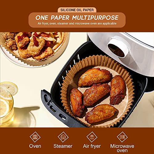 Air Fryer Disposable Paper Liner, 100PCS Non-stick Disposable Liners, Baking Paper for Air Fryer Oil-proof, Water-proof, Food Grade Parchment for Baking Roasting Microwave (100Pcs-6.3 inch)