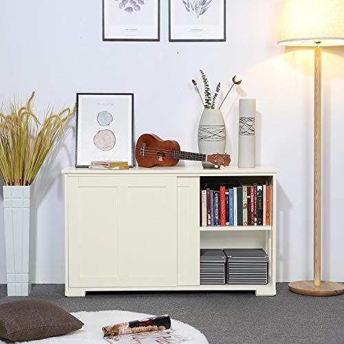go2buy Antique White Stackable Sideboard Buffet Storage Cabinet with Sliding Door Kitchen Dining Room Furniture
