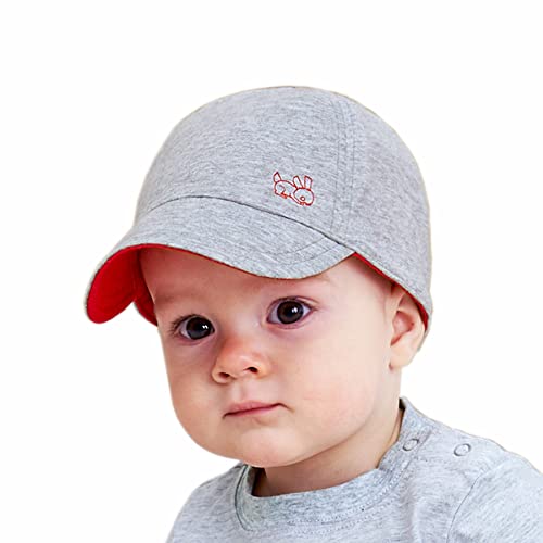 Keepersheep Baby Reversible Baseball Cap Infant Sun Hat, Shell Embroidery Cotton (Gray-New Size, 6-12 Months)