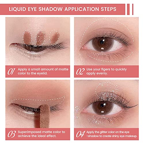 6 Colors Liquid Glitter Eyeshadow Sparkle Eye Makeup Sticks Set.Quick Drying & Easy to Apply.Pink#