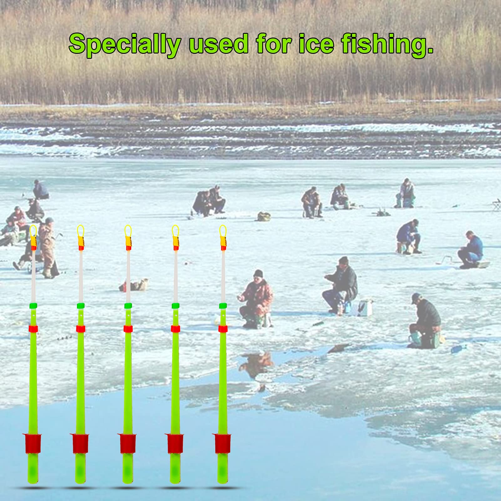 5PCS Mini Fishhing Extension Rod, Thickened Extension Threaded Thin Spring Bobber, Draft Buoy Vertical Tackle Fishing Accessory for Outdoor (White + Green)