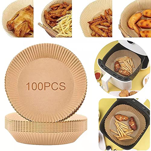 Air Fryer Disposable Paper Liner, 100PCS Non-Stick Air Fryer Round Liners, Baking Paper for Air Fryer Oil-proof, Water-proof, Food Grade Parchment Paper for Baking Roasting Microwave