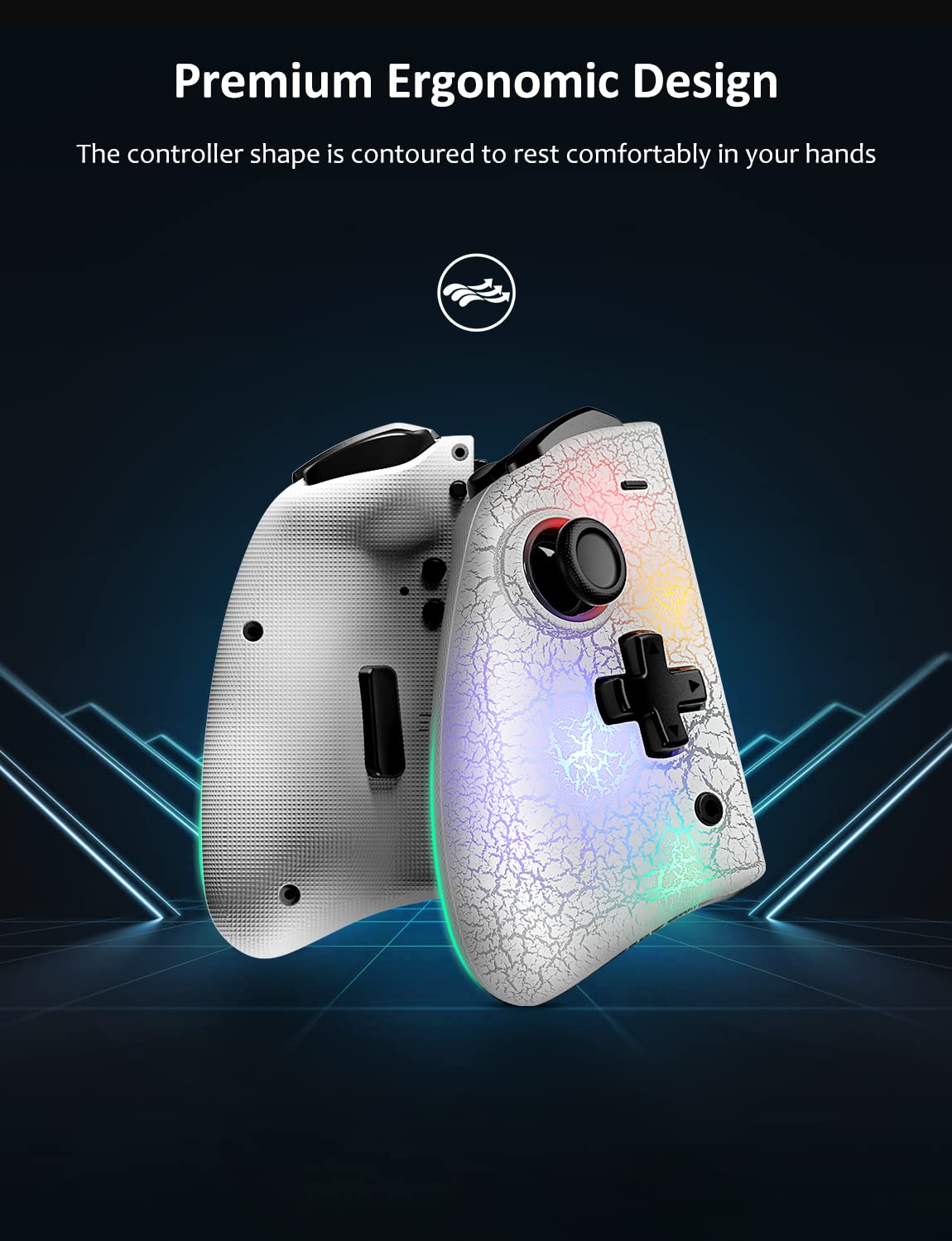 NexiGo Wireless Joypad Controller for Nintendo Switch/Switch OLED, Joypad Controller with Vibration, Turbo, Mapping and LED Light (Island Village)