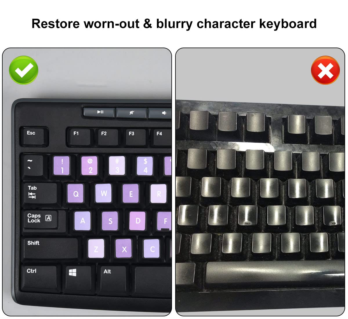 4-in-1 Universal Korean Keyboard Stickers Kit,Replacement Computer Keyboard Alphabet Stickers with Black Background White Lettering for MacBook Air Pro PC Notebook Laptop Desktop Computer