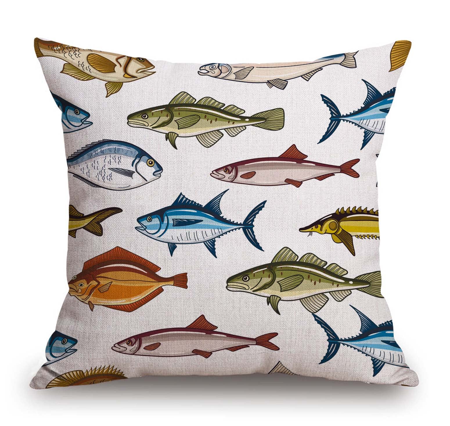 TSSOHU Outdoor Patio Throw Pillow Cover Fishs Farmhouse Décor Outside Furniture Swing Seat Bench Chair Decorative Cushion Cases 18x18 inch Deep Seat Bed Couch Sofa