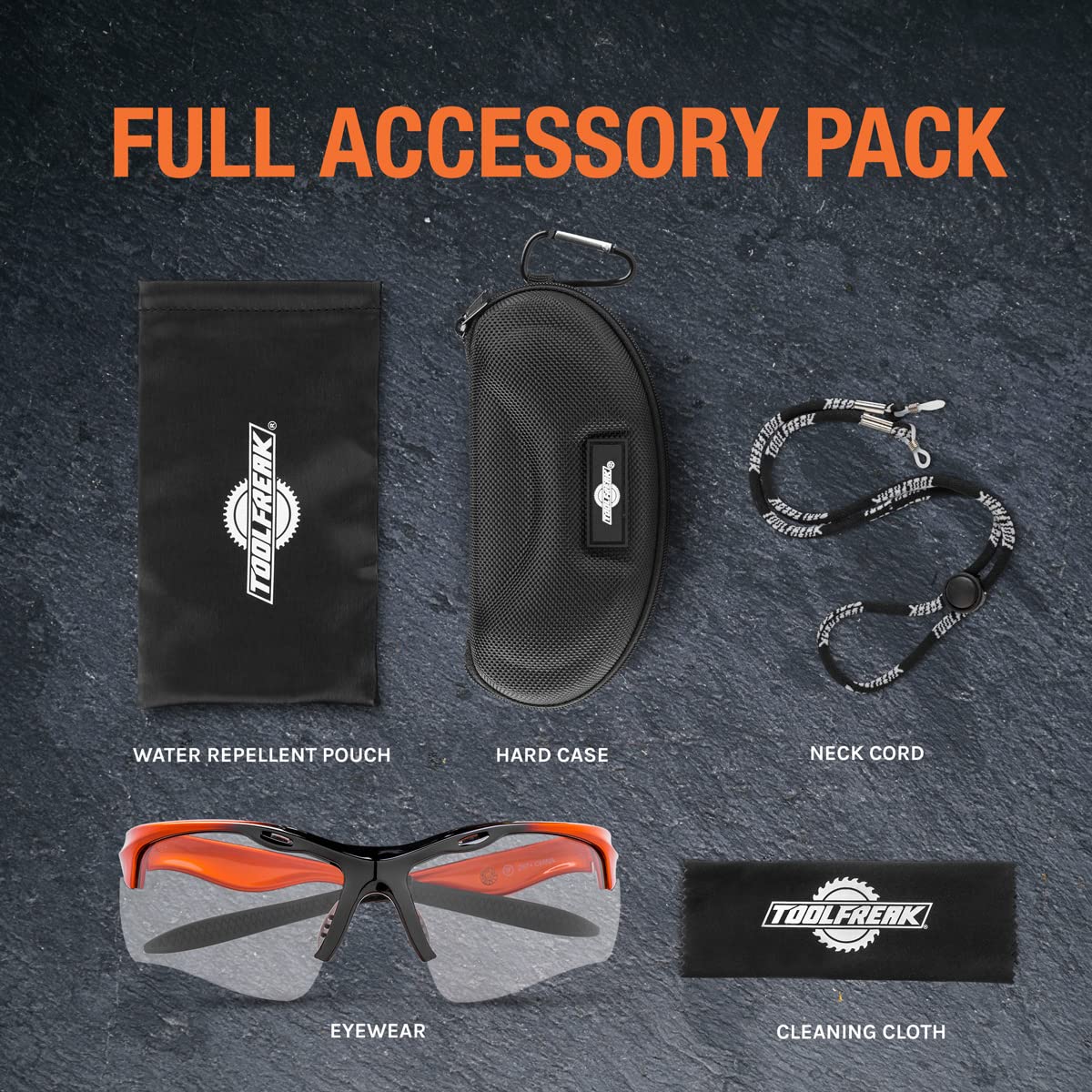 ToolFreak Rebel Safety Glasses - Light Grey - Lens Designed for Both Indoor & Outdoor Use - UV Protection, ANSI Z87-2020 Rated, Distortion-Free & Anti-Fog Coating - Hard Case & Cloth
