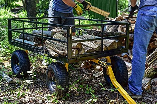 Gorilla Carts GOR1400-COM Steel Utility Cart, Heavy-Duty Convertible 2-in-1 Handle and Removable Sides, 12 cu ft, 1400 lb Capacity, Black