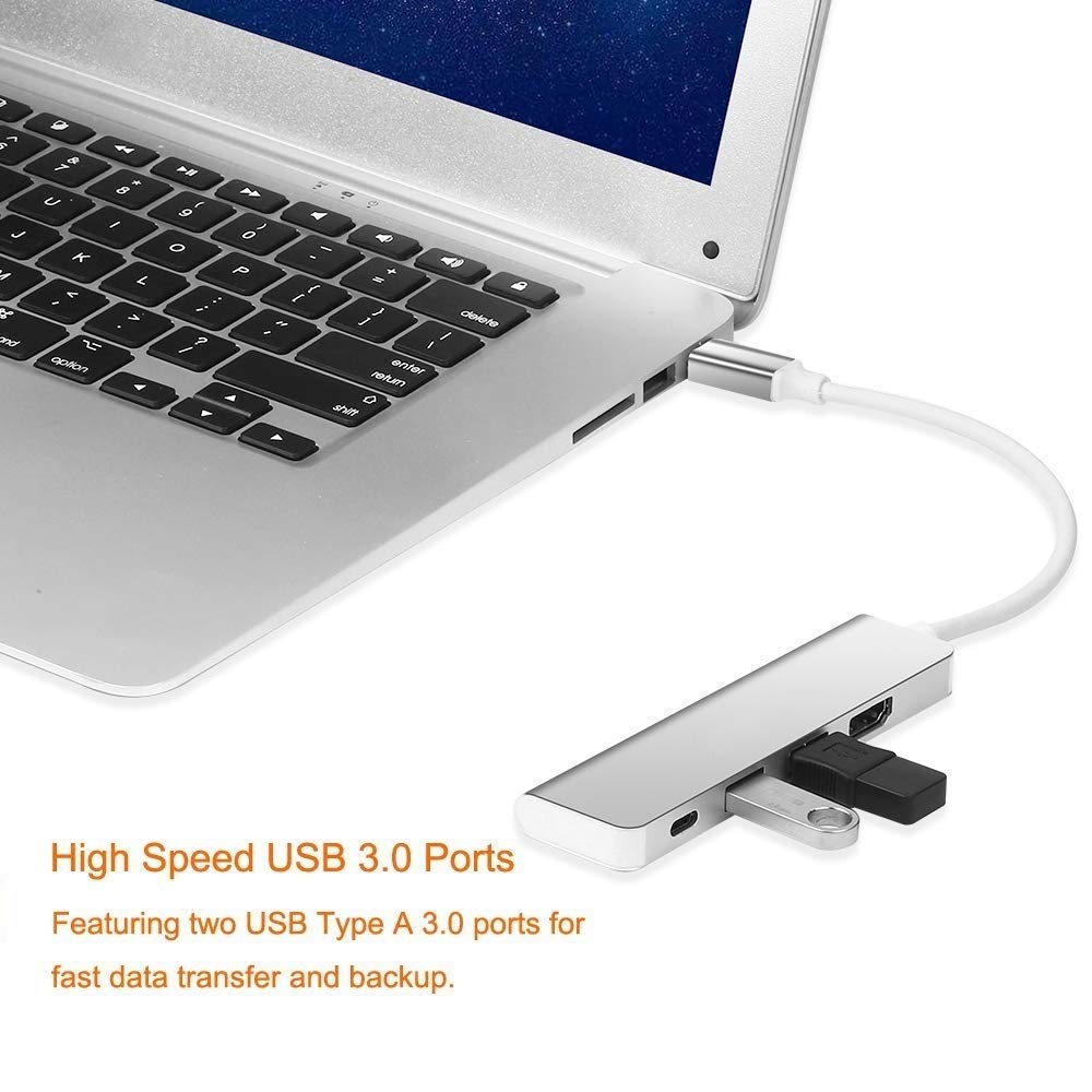 Jiali USB-C 4K Hub Converter 4 in 1 Type C Hub with HDMI USB 3.0 Adapter for MacBook Hub USB Computer Peripherals USB Type C HDMI for MacBook Pro Air
