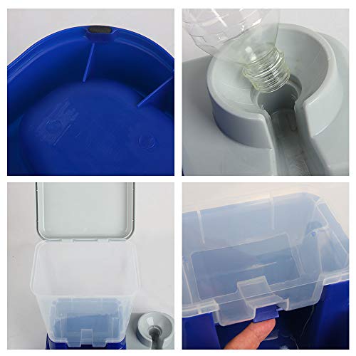 PAWISE Pet Feeder Food and Water Dispenser Dog 2 in 1 Self-Feeding Bowl Cat Automatic Feeder,Durable Plastic Pet Food Bowl for Small Medium Cats, Dogs, 5L Capacity