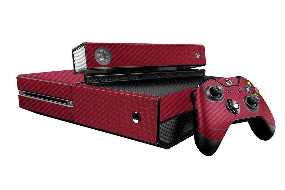 3D Carbon Fiber Burgundy - Air Release Vinyl Decal Mod Skin Kit by System Skins - Compatible with Microsoft Xbox One (XB1)