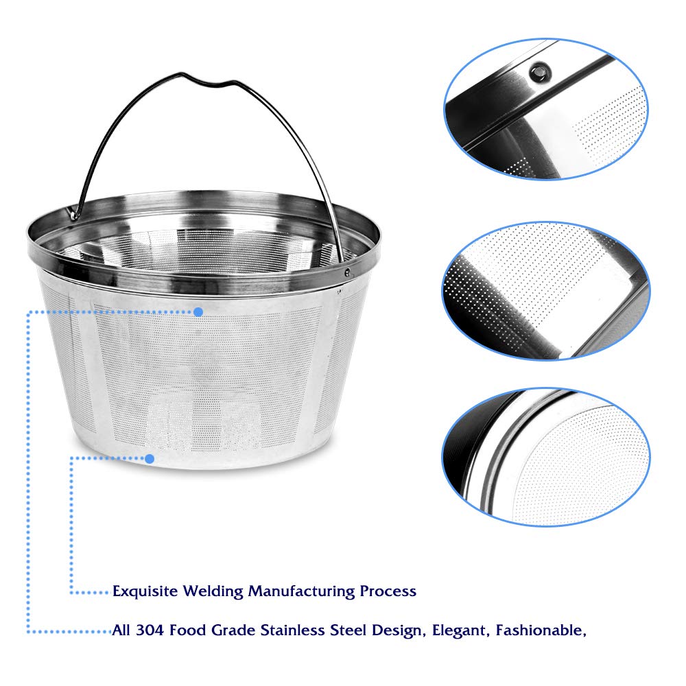 8-12 Cup Reusable Basket Permanent Coffee Filter, Perfect Fit 8-12 Cup Mr Coffee, Black & Decker, BUNN, Cuisinart and Hamilton Beach Basket-Style Coffee Maker Filters (Mr Coffee Filter 8~12 cup)