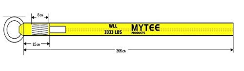 Mytee Products (4 Pack 2" x12' Winch Lasso Strap with O Ring, Yellow - Car Tie Down Tire Straps for Trailers Auto Tow Car Hauler Wheel Net