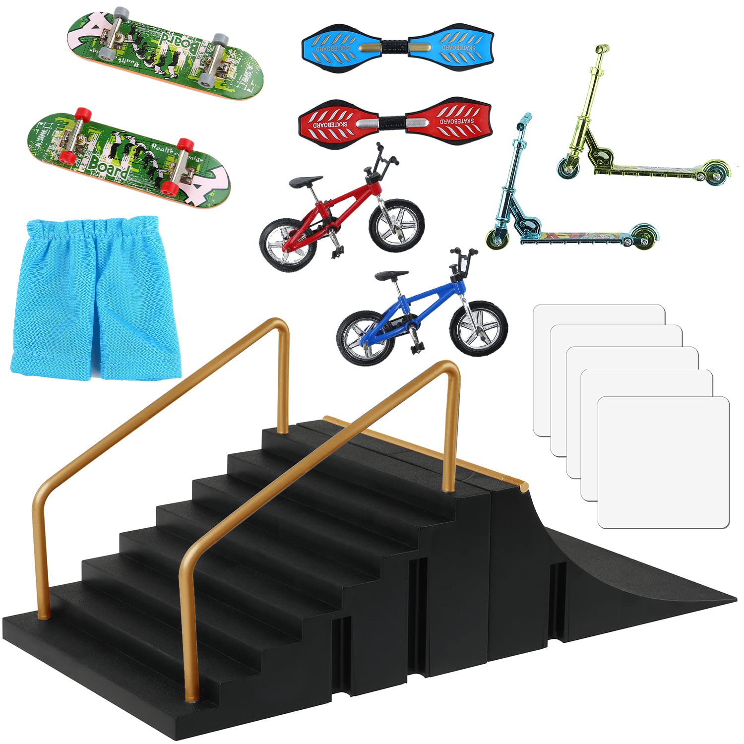 PLSOPPKG Skate Park Kit Ramp Parts for Finger Skateboard Skate Park Kit Part Training Props with Finger Skateboard Finger Bike Scooters and More…