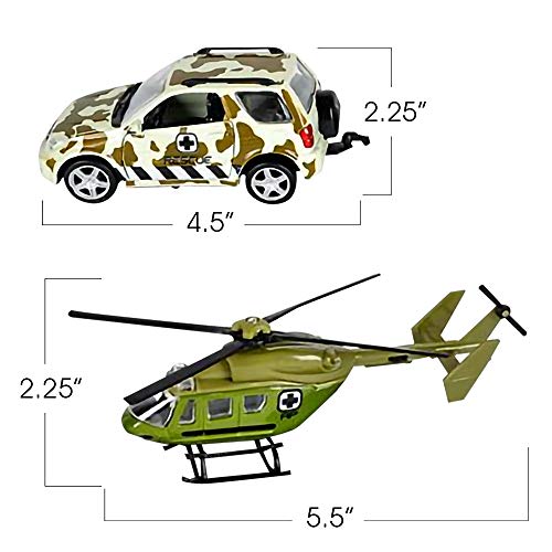 ArtCreativity SUV Toy Car with Trailer and Helicopter Playset for Kids, Interactive Northern Trek Play Set with Detachable Helicopter & Opening Doors on 4 x 4 Car, Best Birthday Gift for Boys & Girls