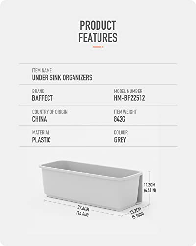 Baffect Under Sink Organizers and Storage, 2 Pack Pull Out Under Bathroom and Kitchen Cabinet Storage Drawer Organizer, Multi Purpose Sink Organizing Caddy up to 11lbs (Gray)