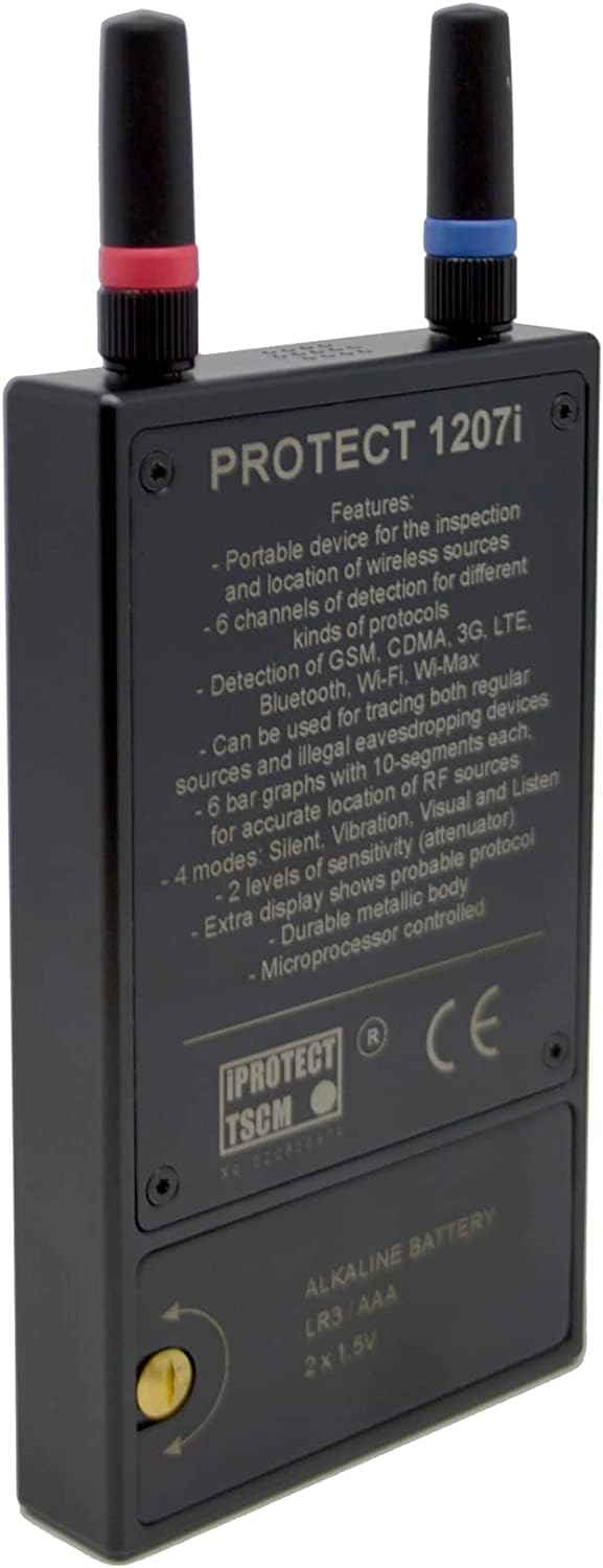 DefCon iProtect by DiscoverIt DD1207 Multi-Channel Signal Detector for Digital Wireless Protocols, Black