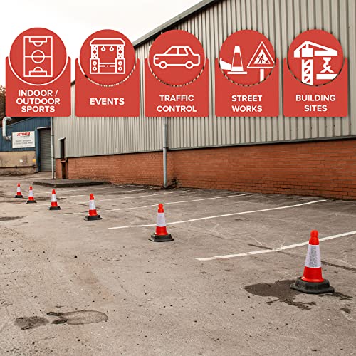 Street Solutions 6 Pack Traffic Safety Cones 18'' inches with Reflective Collars, Unbreakable PVC Orange Construction Cone for Traffic Control, Driveway Road Parking (Orange)