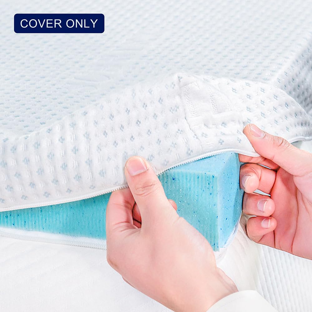 subrtex Mattress Topper Protector Cover Twin XL - Cover Only- 4-Inch Machine Washable Mattress Topper Encasement Rayon Made from Bamboo Removable Non-Slip Bedding