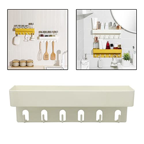 Bddalpke Bathroom Storage Shelf No Punching Towel Brush Wall Mounted Shower Basket Shower Caddy Basket for Bathroom Storage & Organization (White)